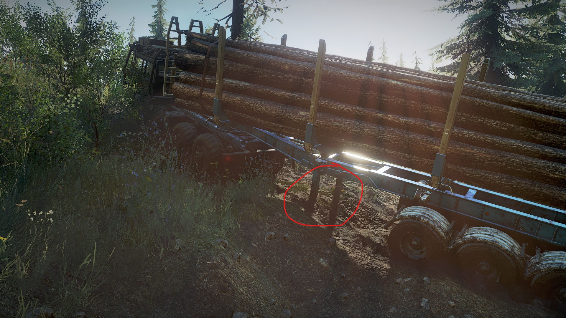 Design flaws of the hydraulic folding log trailer - SnowRunner
