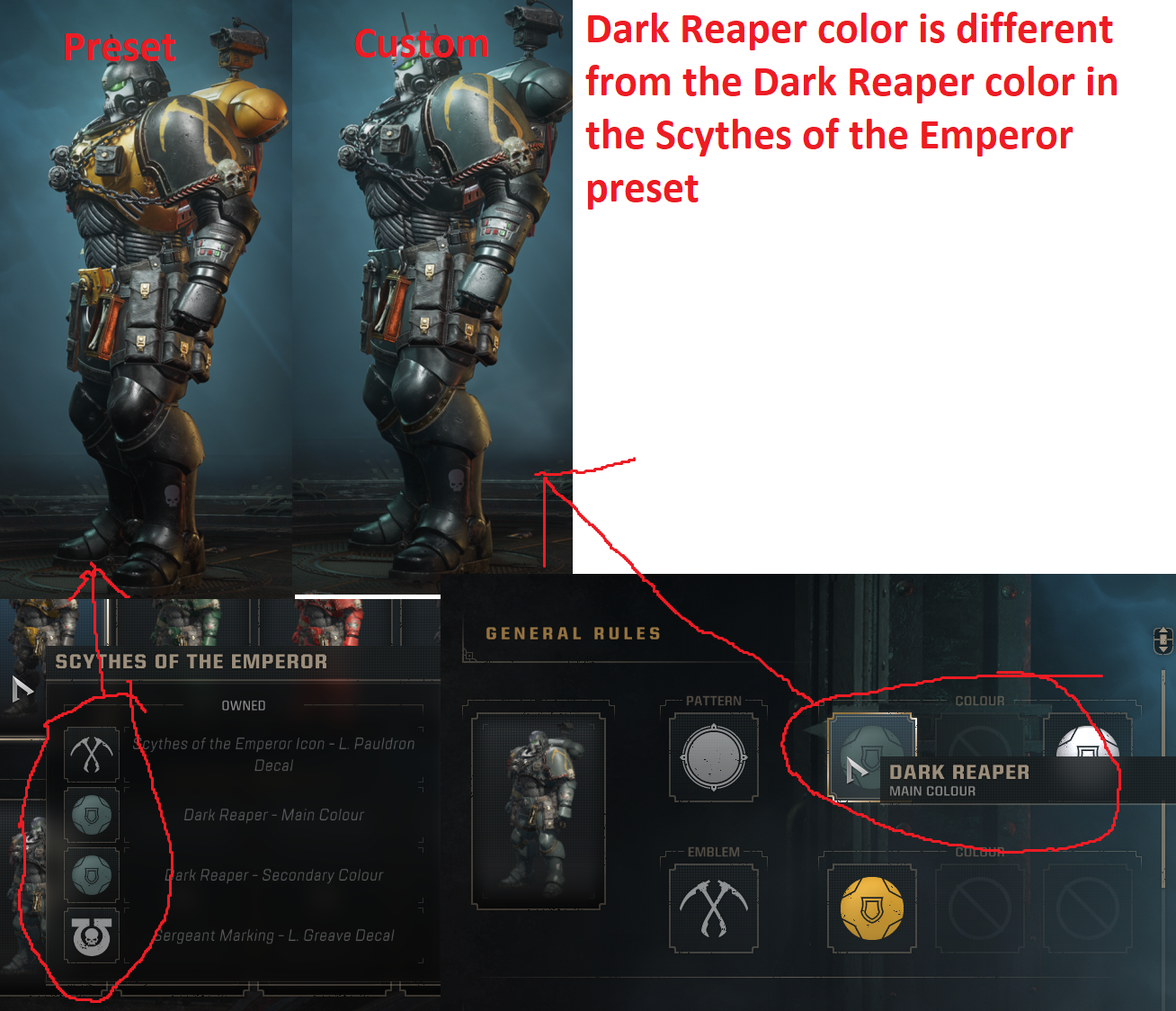 Dark Reaper color is different from the Scythes of the Emperor preset ...