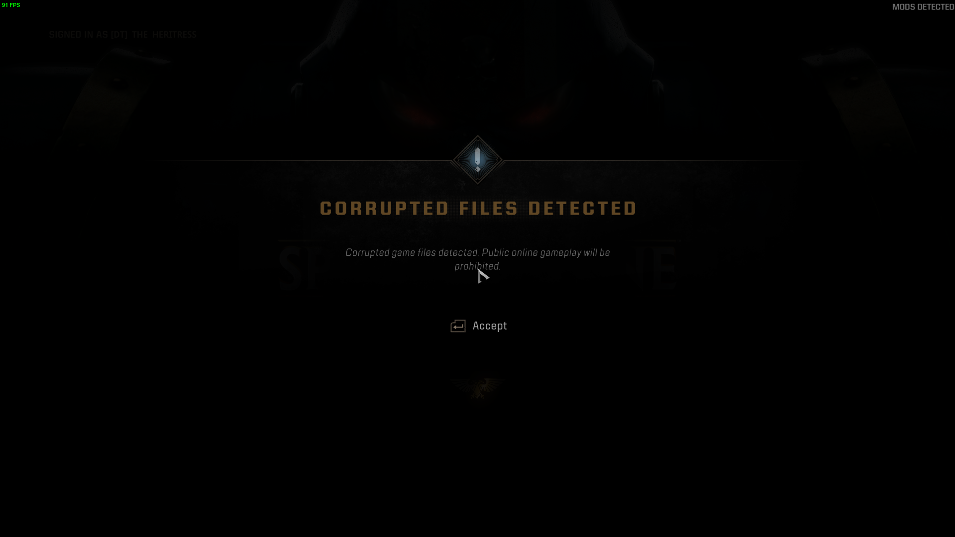 "Corrupted Files detected" / "mods detected" - Space Marine 2