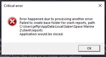 Game error on launch - Space Marine 2