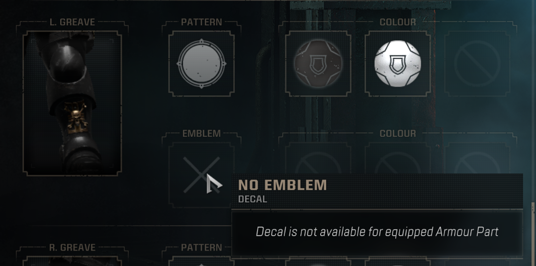 Deathwatch left leg cannot have decal - Space Marine 2