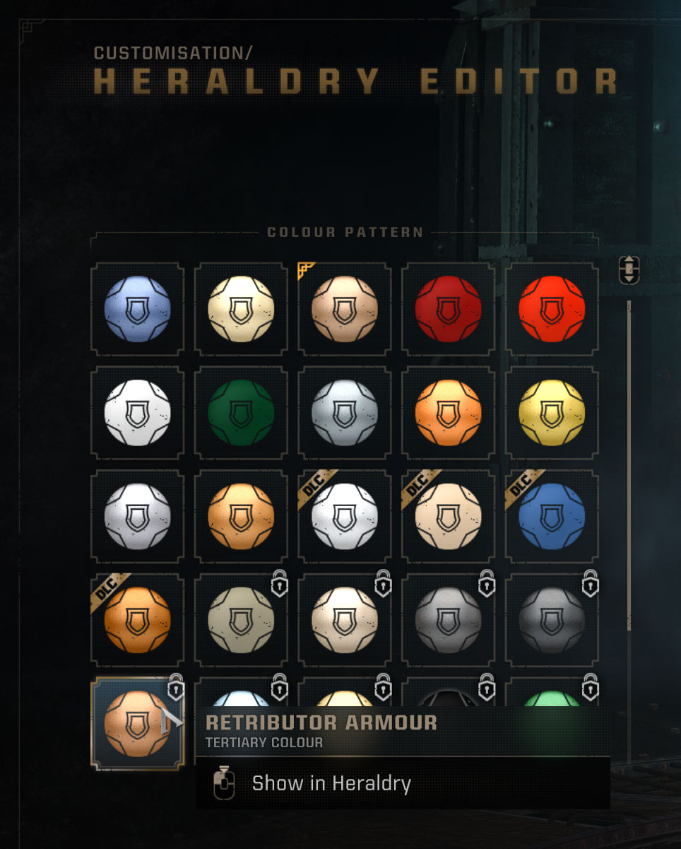 Retributor Armour can't be used as Tertiary colour in Operations mode ...